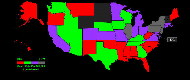 USA DROWNINGS DEATH RATE BY STATE